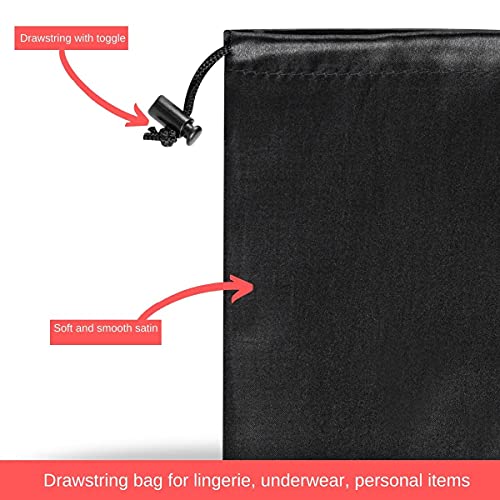 Satin Bags with Drawstring and Toggle - Cinch and Ditty Pouch for Travel, Bedroom and Wardrobe (10 x 15 inch - 12 pack, Black)