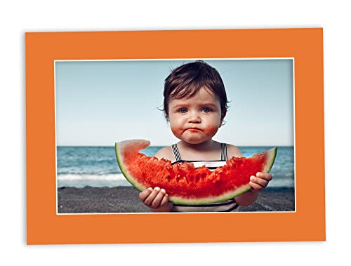 13x19 Mat Bevel Cut for 11x15 Photos - Acid Free Orange Precut Matboard - For Pictures, Photos, Framing - 4-ply Thickness