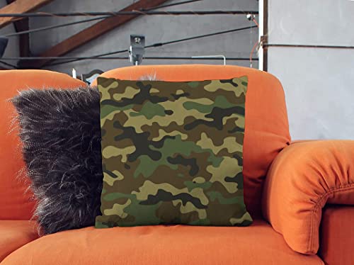 Cuppqq Throw Pillow Covers Cool Army Camouflage Military Green Camo Pillow Cover Square Pillow Case Cushion for Home Decor Sofa Couch 18x18 Inch Pillowcase
