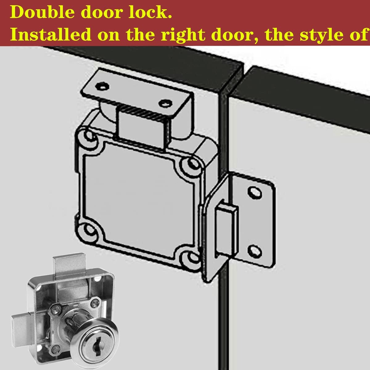 Double Door Cabinet Lock Cabinet Drawer Lock [Keyed Alike] ​Double Deadbolt Door Lock [Right Side Door Mount]. Drill Diameter 3/4"/19mm for (3/5"-/15mm -7/8"-/22mm) Door Panels (1 Pack)