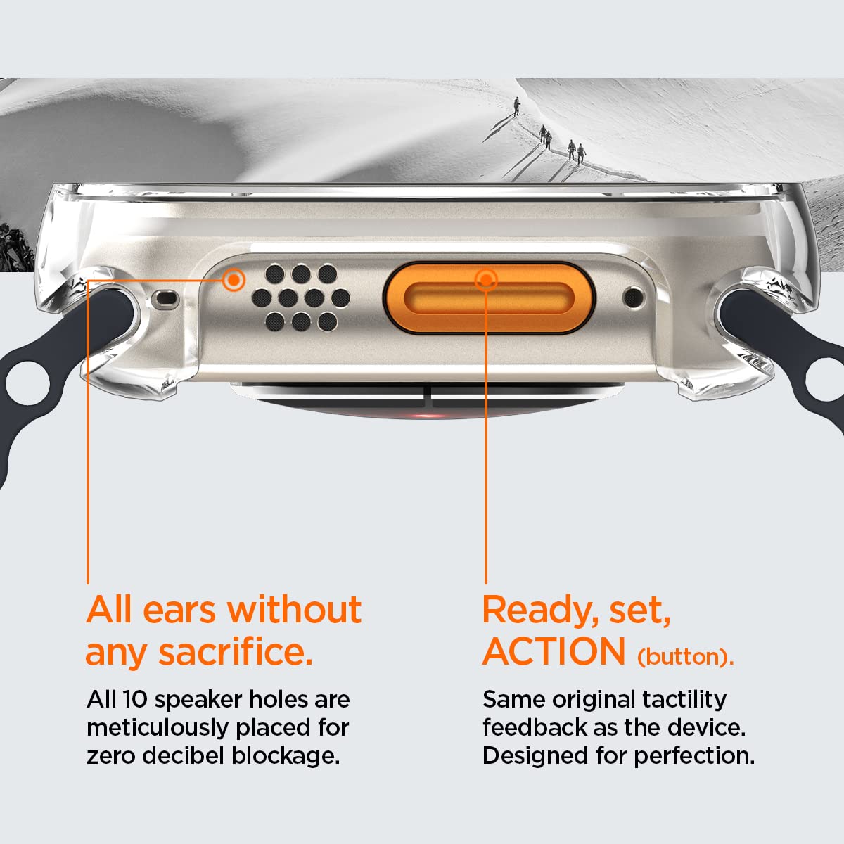 Spigen Ultra Hybrid Designed for Apple Watch Ultra 2/1 49mm Case with Full Coverage Screen Protector - Crystal Clear