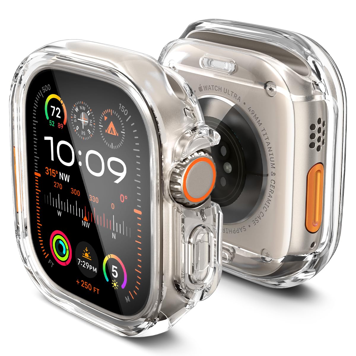 Spigen Ultra Hybrid Designed for Apple Watch Ultra 2/1 49mm Case with Full Coverage Screen Protector - Crystal Clear