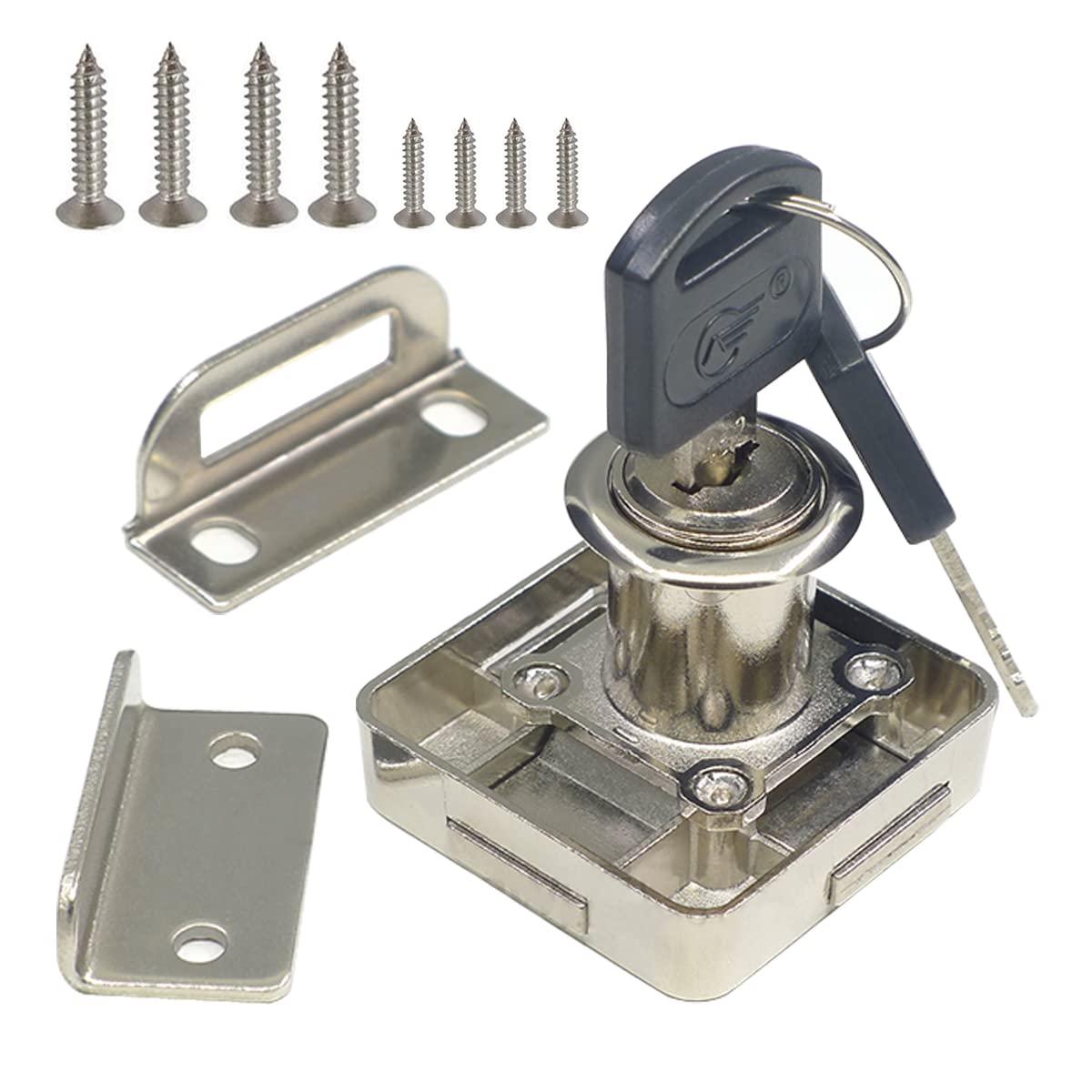 Double Door Cabinet Lock Cabinet Drawer Lock [Keyed Alike] ​Double Deadbolt Door Lock [Right Side Door Mount]. Drill Diameter 3/4"/19mm for (3/5"-/15mm -7/8"-/22mm) Door Panels (1 Pack)