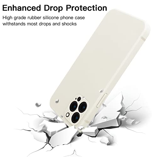 KPKHDI Phone 13 Pro Max Case - Matte Silicone, Stain Resistant, Full Body Protection, Anti-Scratch, Shockproof, 6.7 inch (Antique White)