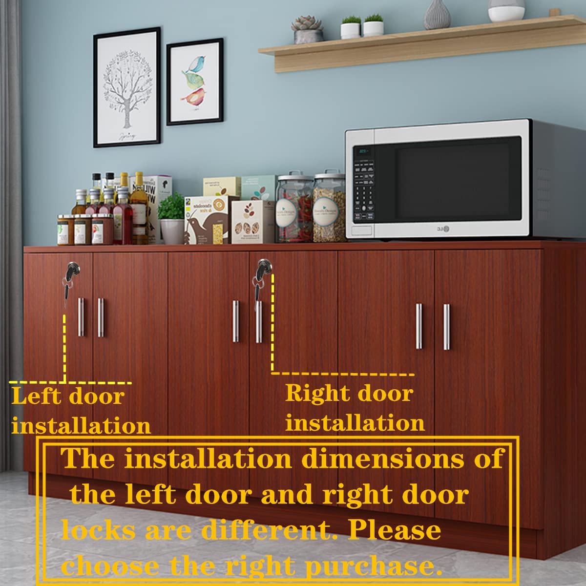 Double Door Cabinet Lock Cabinet Drawer Lock [Keyed Alike] ​Double Deadbolt Door Lock [Right Side Door Mount]. Drill Diameter 3/4"/19mm for (3/5"-/15mm -7/8"-/22mm) Door Panels (1 Pack)