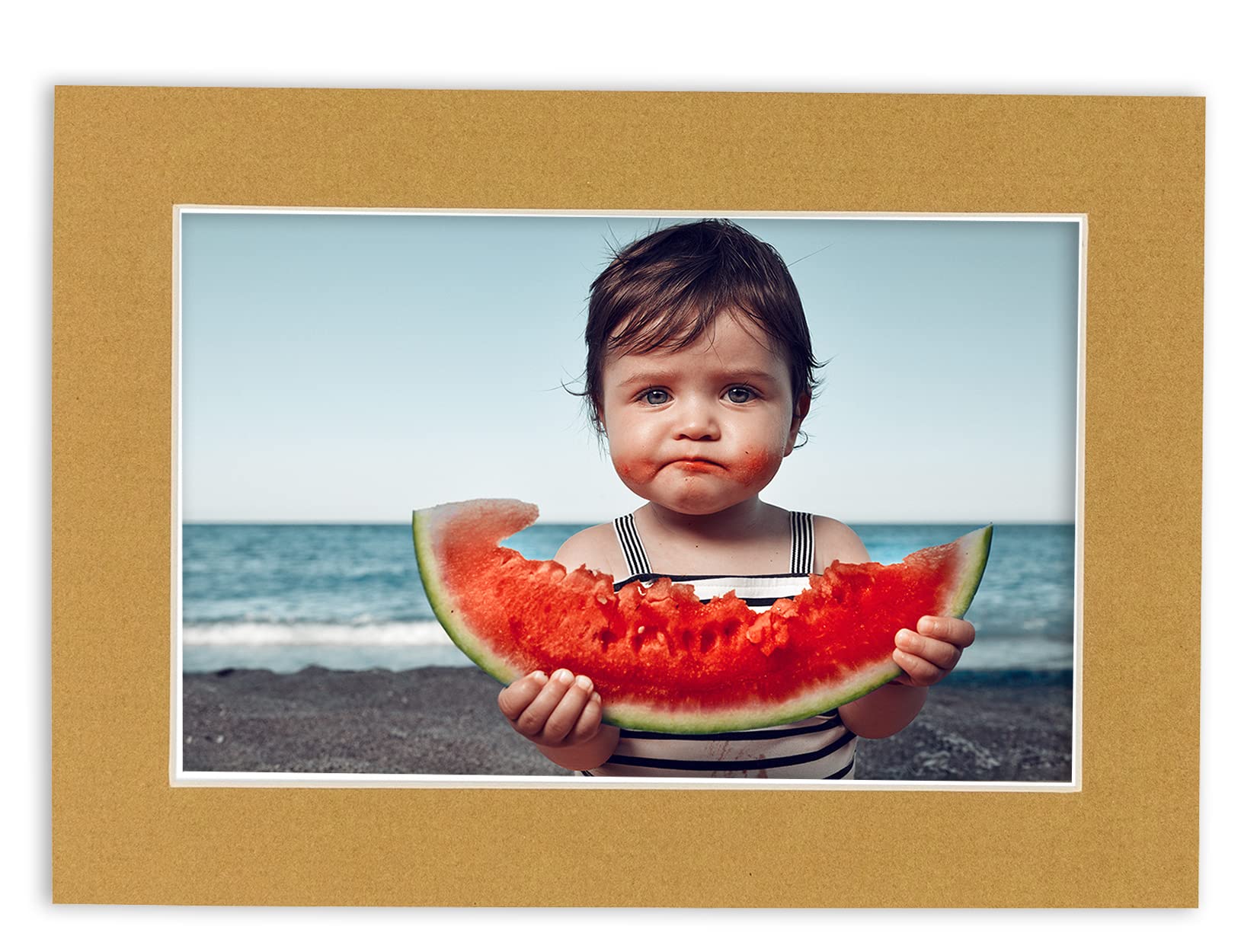 9x11 Mat Bevel Cut for 7x9 Photos - Acid Free Rattan Beige Precut Matboard - For Pictures, Photos, Framing - 4-ply Thickness