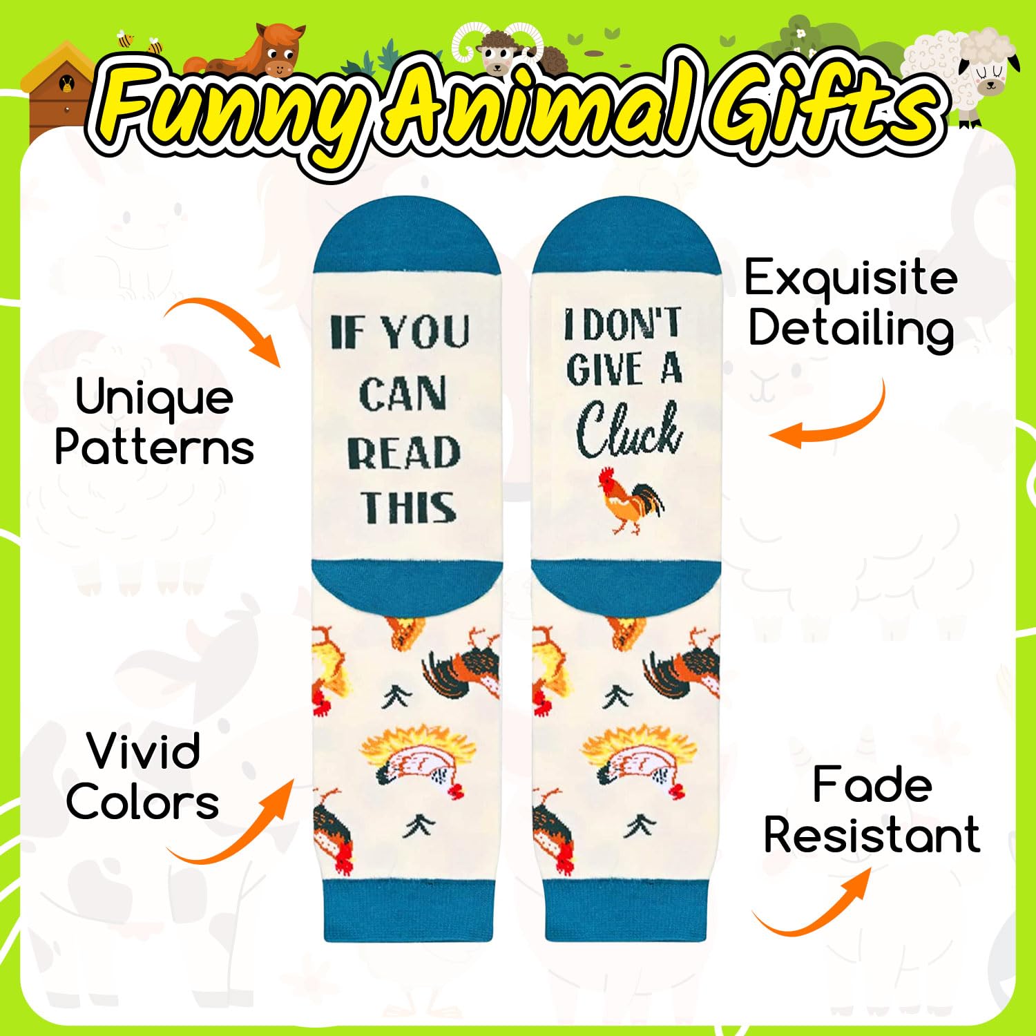 Zmart Funny Chicken Socks for Women Men - Crazy Chicken Lady Gifts, Rooster Gifts for Lovers