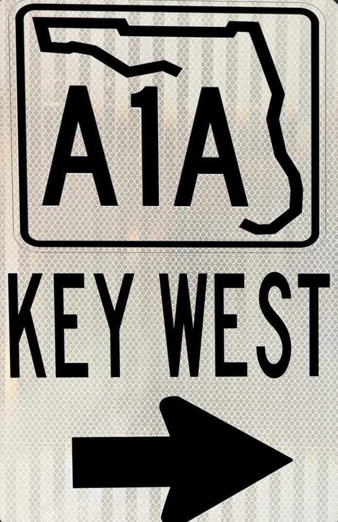 asbwuo Key West Florida A1a Road Dot Ocean Beach Spring Break Surf Tall Metal Sign Ski Resort Ski Hut Roadside Vintage Style Multicolored Sign 8x12 Inch