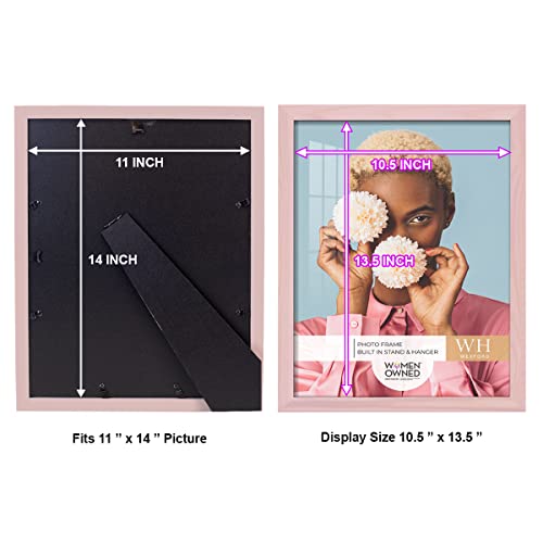 Renditions Gallery 11x14 inch Picture Frame Sunset Pink Wood Grain Frame, High-end Modern Style, Made of Solid Wood and High Definition Glass for Wall and Tabletop Photo Display