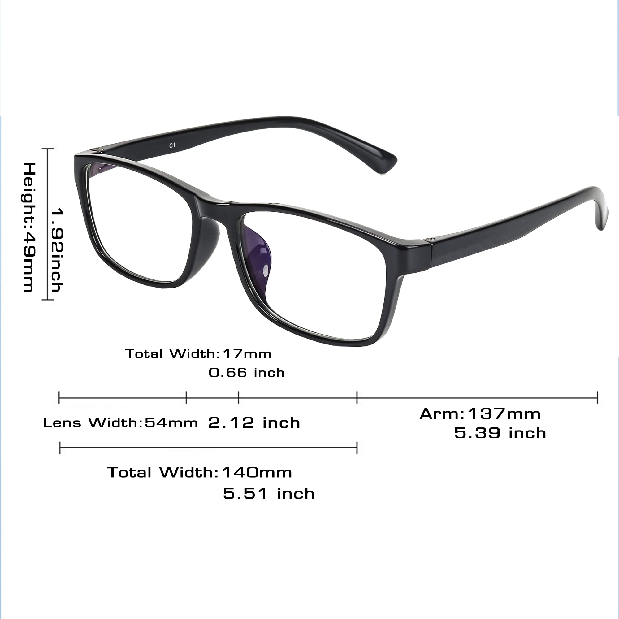 RicFarb Blue Light Blocking Glasses Computer Reading/Gaming/Phones Glasses for Men or Women,Ease Digital Eye Strain, Dry Eyes Matte Black