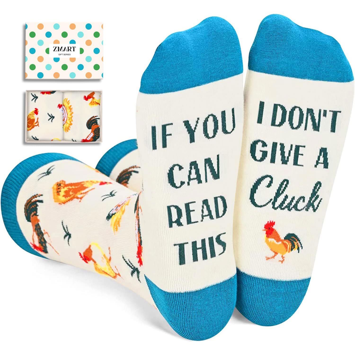 Zmart Funny Chicken Socks for Women Men - Crazy Chicken Lady Gifts, Rooster Gifts for Lovers