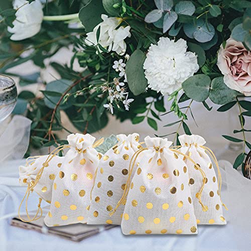 DERAYEE Drawstring Burlap Gift Bags, 5 x 7 Inch Linen doodie Bags for Wedding Party Favors (24-Pack)