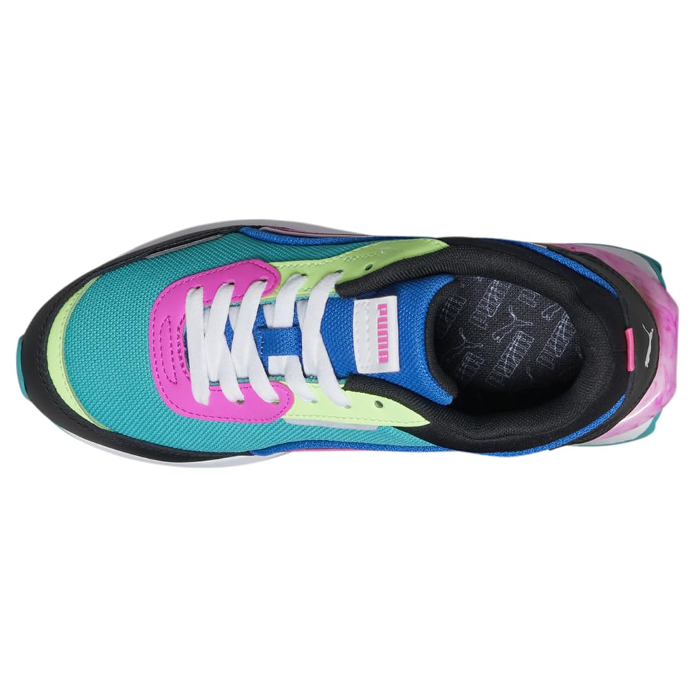 PUMA Women's City Rider Marble Sneaker, Green/Black/Luminous Pink, 9