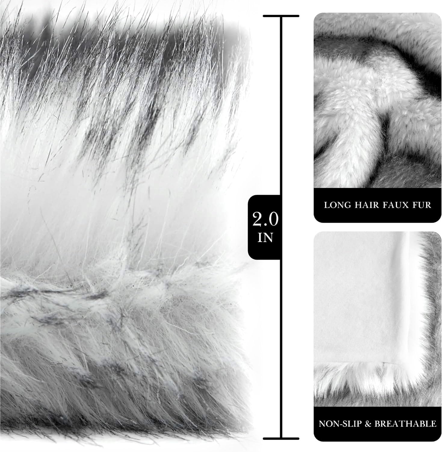 Hyde Lane Long Pile Faux Fur Throw Blanket, Luxury Fluffy with Black Tipped Throws for Home Couch Sofa Decor, Fuzzy Plush Blankets for Women, Direwolf (50x60)