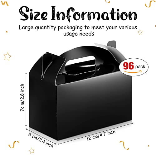 Nezyo 96 Pcs Party Gift Boxes Gable Candy Treat Boxes Party Favor Goodie Boxes Small DIY Paper Dessert Boxes for Kids Christmas Party Birthday Baby Shower Wedding 4.7 x 2.4 x 2.8 inches (Black)