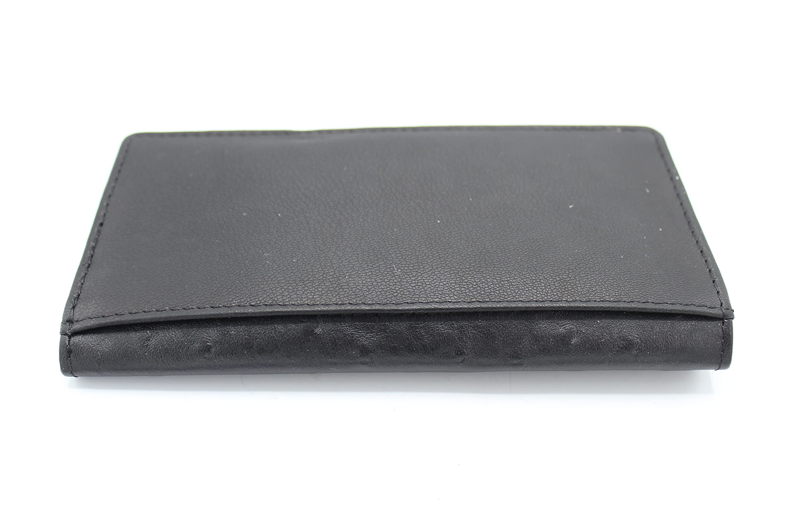 EastMeetsWest Western Black Star Concho Genuine Leather Ostrich Embossed Bi-Fold Men's Rodeo Long Wallet