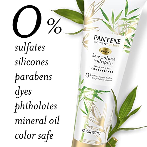 Pantene Sulfate Free Shampoo and Conditioner Set, Volumizing Shampoo and Conditioner for Fine or Flat hair with Bamboo, Safe for Color Treated Hair, Nutrient Blends, 9.6 oz and 8.0 oz