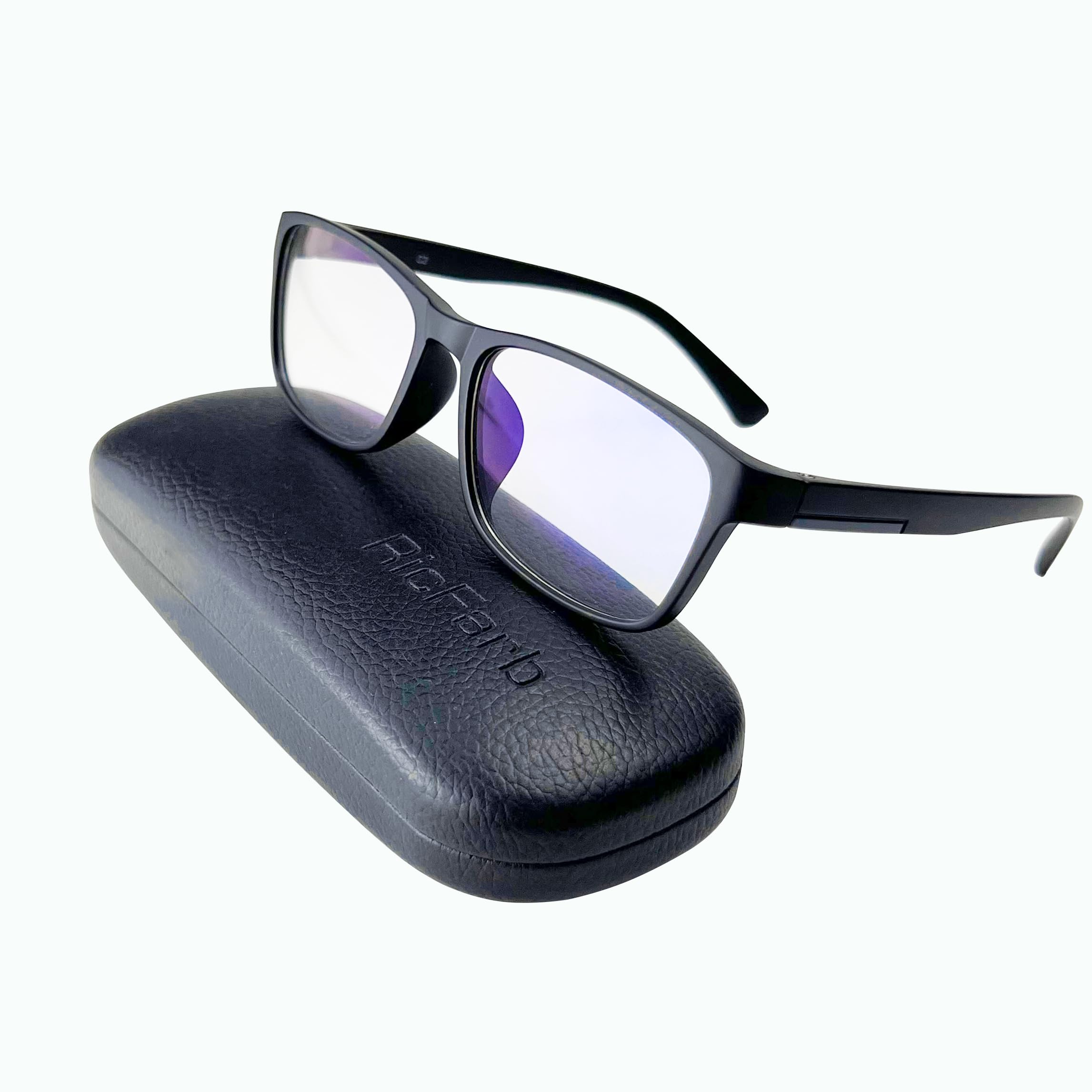 RicFarb Blue Light Blocking Glasses Computer Reading/Gaming/Phones Glasses for Men or Women,Ease Digital Eye Strain, Dry Eyes Matte Black