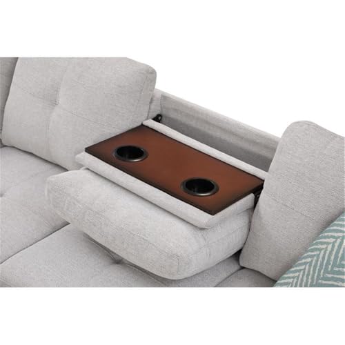 Devion Furniture Polyester Fabric Sectional Sofa with Lift-top Storage Ottoman, Tufted Design, in Light Gray Finish