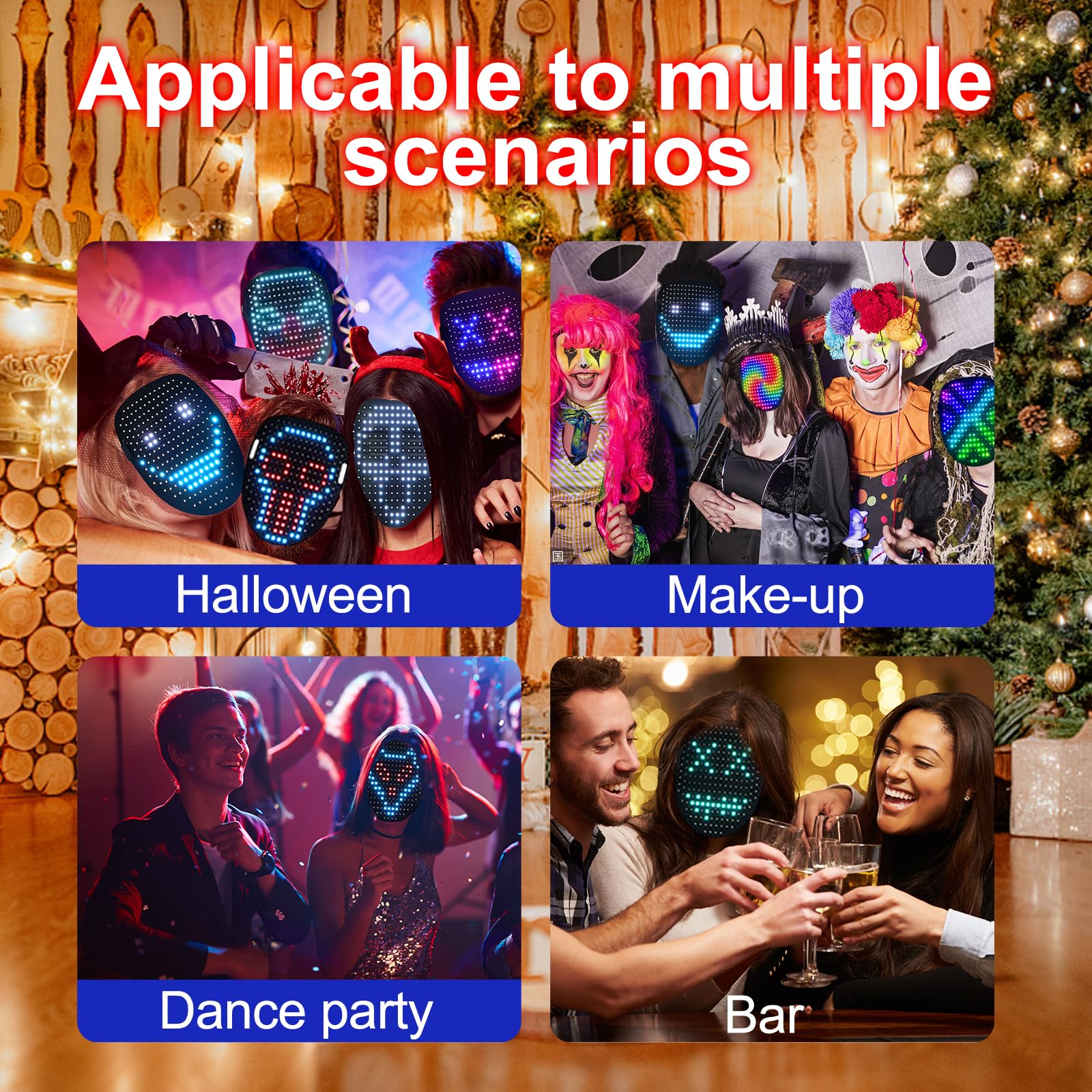 AOSKYKA Face Transforming LED Mask with 50 Presets Pattern Controlled by Gesture, Light Up Mask for Costume Cosplay Party Masquerade, Christmas