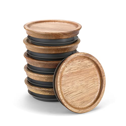 6 Pack Regular Mouth Wooden Storage Lids Set,Wooden Lids for Ball,Kerr Jars,Food Grade Material,100% Fit & Airtight for Regular Mouth Jars