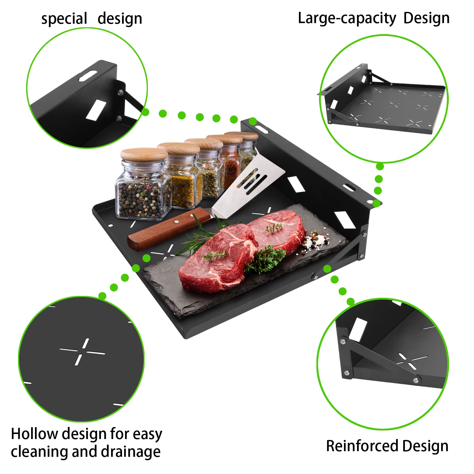 ClimbFun Griddle Side Shelf for Blackstone 17/22/ 28 Inch Griddle, Blackstone Griddle Accessories, Griddle Caddy, Grill Side Shelf