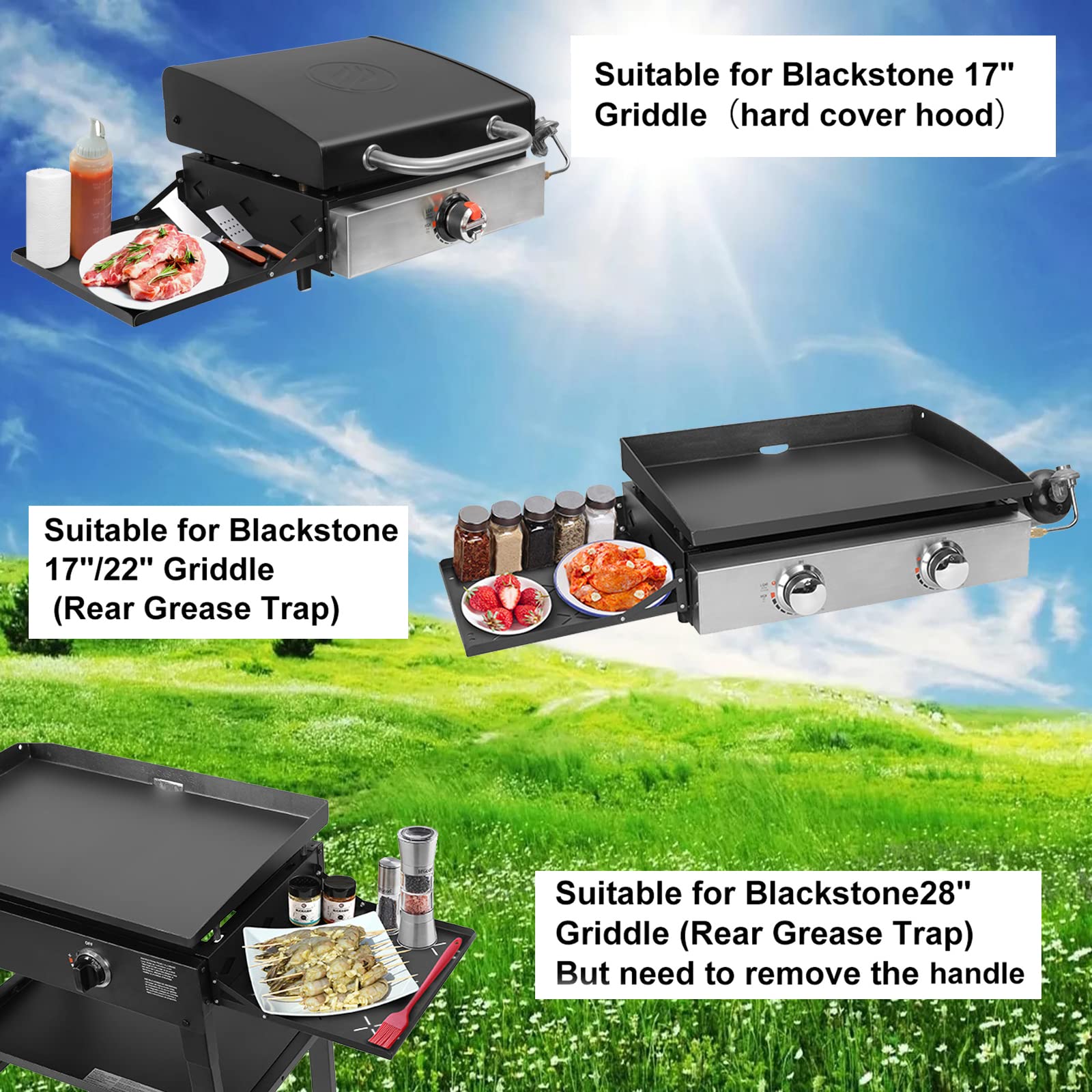 ClimbFun Griddle Side Shelf for Blackstone 17/22/ 28 Inch Griddle, Blackstone Griddle Accessories, Griddle Caddy, Grill Side Shelf