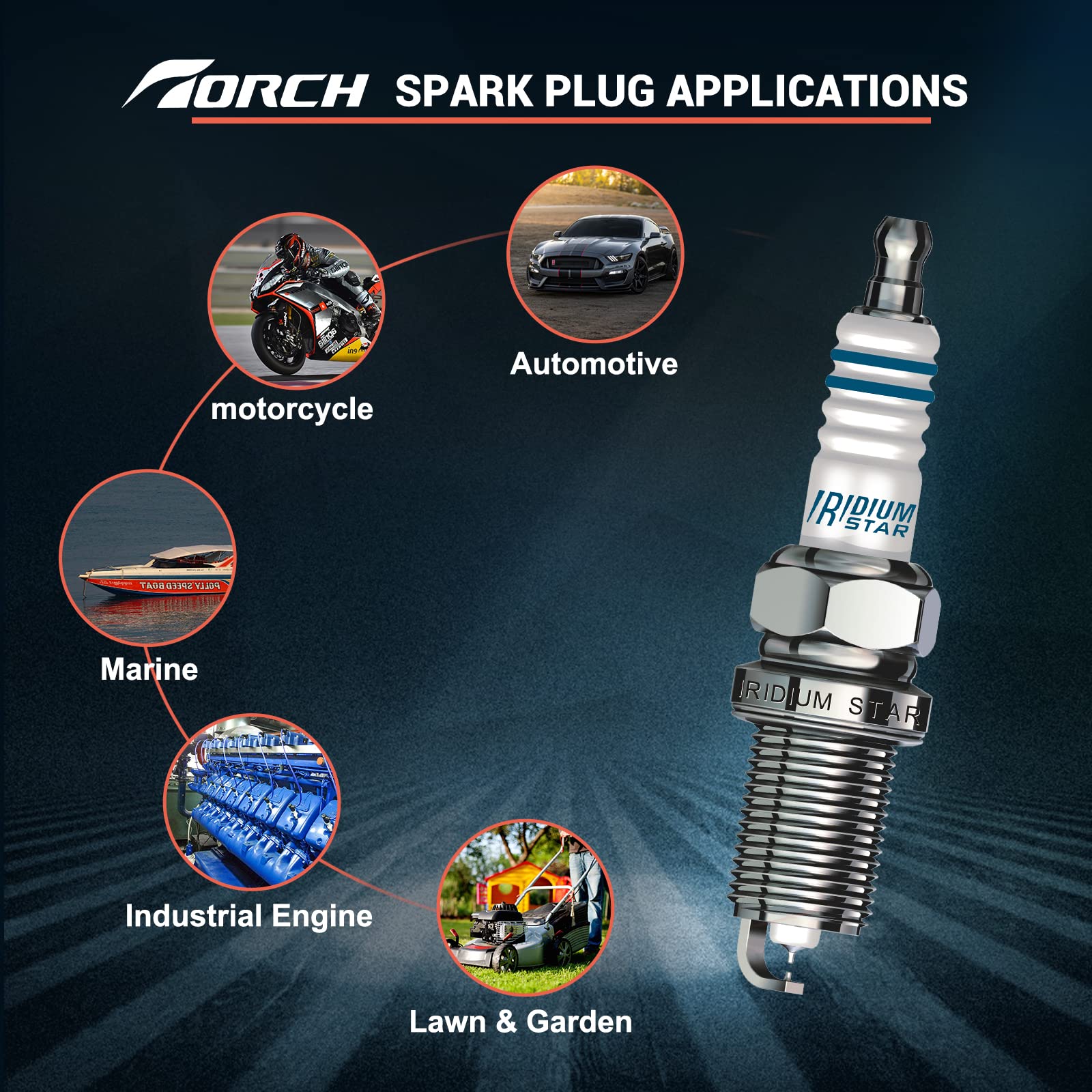 TORCH E9Y-13 Marine Boat Spark Plug Replace for Autolite 2852 Spark Plug, for NGK BUHW 2622 BU8H 6431 Spark Plug, for Denso 6001 Spark Plug, for Champion QL76V Spark Plug, OEM, ea