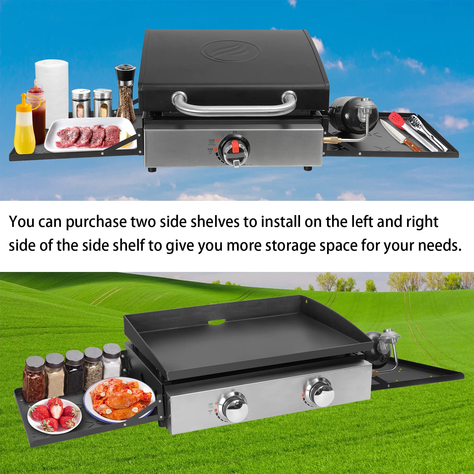 ClimbFun Griddle Side Shelf for Blackstone 17/22/ 28 Inch Griddle, Blackstone Griddle Accessories, Griddle Caddy, Grill Side Shelf