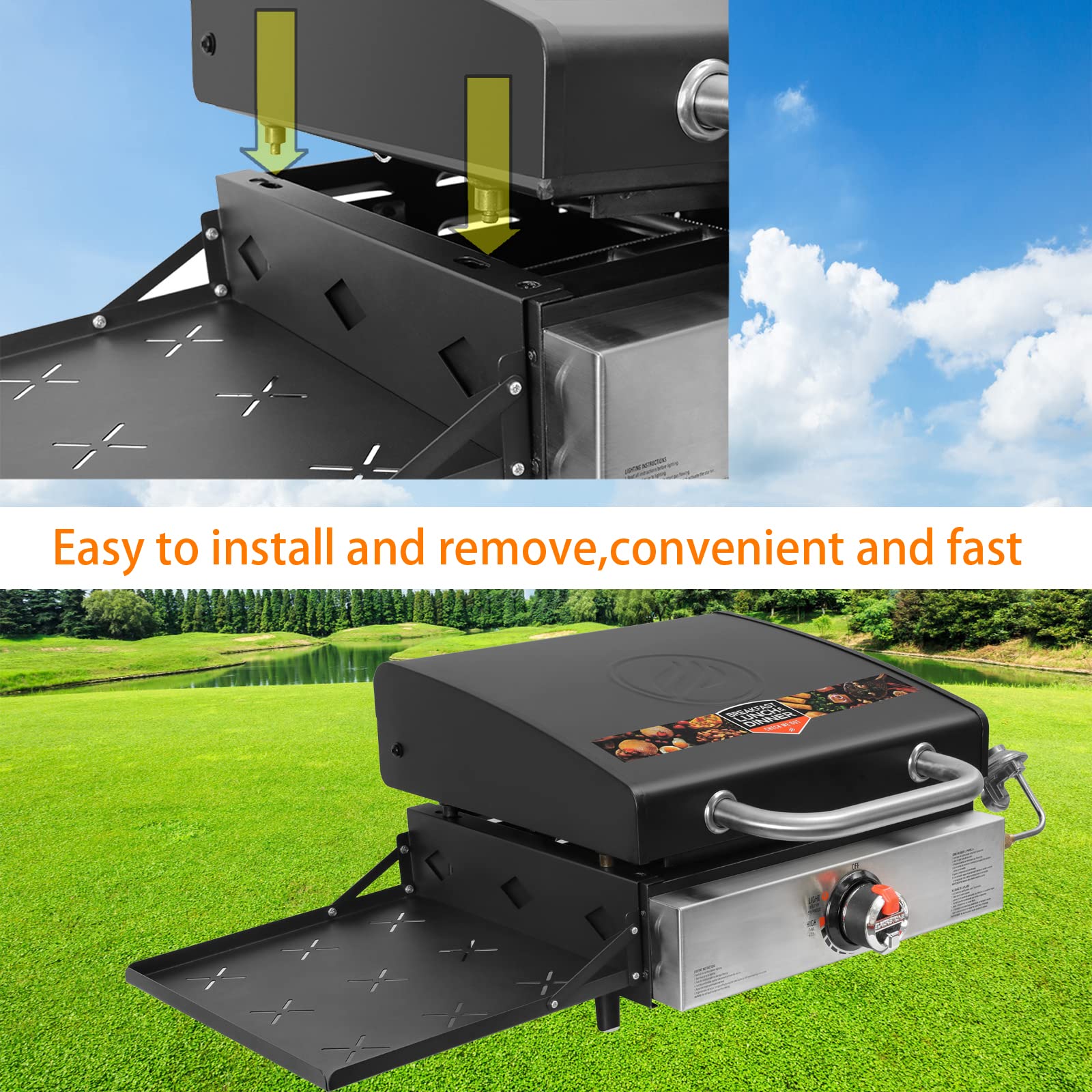 ClimbFun Griddle Side Shelf for Blackstone 17/22/ 28 Inch Griddle, Blackstone Griddle Accessories, Griddle Caddy, Grill Side Shelf