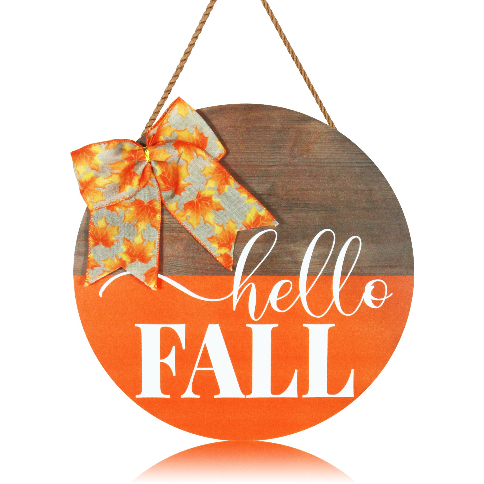 Hello Fall Door Wreath Thanksgiving Welcome Wood Sign Door Hanger Sign Front for Door Decoration Door Hanging Farmhouse Porch Wall Decor Indoor Outdoor