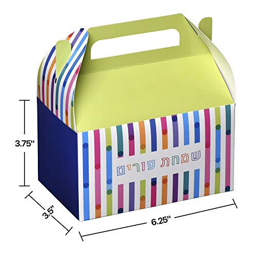 Hammont Paper Treat Boxes - 10 Pack- Party Favors Treat Container Cookie Boxes Cute Designs Perfect for Parties and Celebrations 6.25" x 3.75" x 3.5" (Simchas Purim)