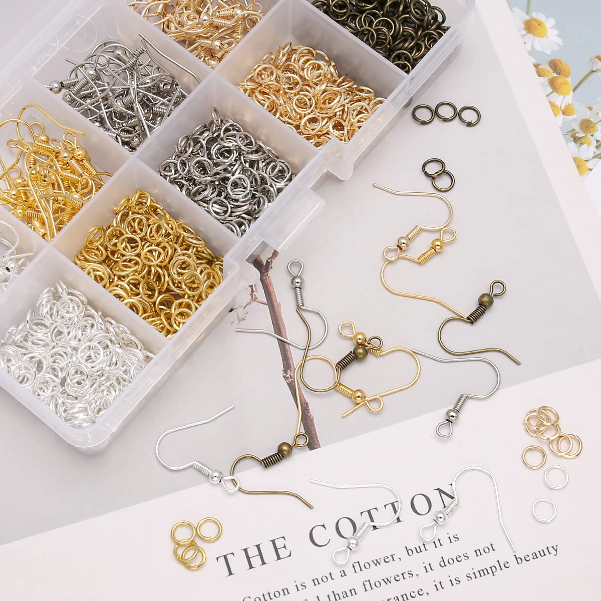 iminoo Earring Hooks,Hypoallergenic Earring Hooks Kit Included Fish Earring Hooks, Jump Rings for DIY Jewelry Making Supplies Accessories