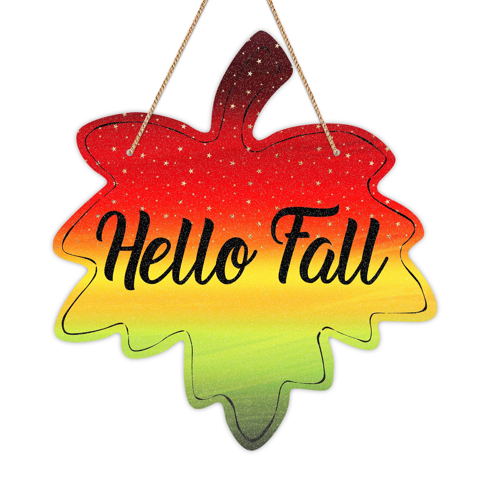 FLYAB Hello Fall Door Sign 11"x12" Maple Leaf Fall Door Decor Sign Farmhouse Autumn Wreaths for Front Door Hello Fall Hanging Sign for Home Front Door Porch Wall Autumn Thanksgiving Decoration