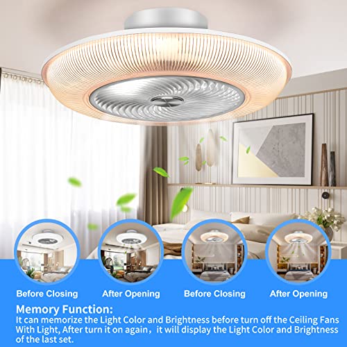 AnEgoe Ceiling Fan with Lights Remote Control, 23'' Large Modern Ceiling Fan 360° Angle Airflow Flush Mount Ceiling Fan with Lights Low Profile Fan for Bedroom Living Room Kitchen