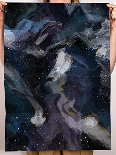 CENTRAL 23 - Galaxy Wrapping Paper - 6 Sheets of Birthday Gift Wrap - Space Wrapping Paper - Blue Black - Recyclable - For Birthday Christmas