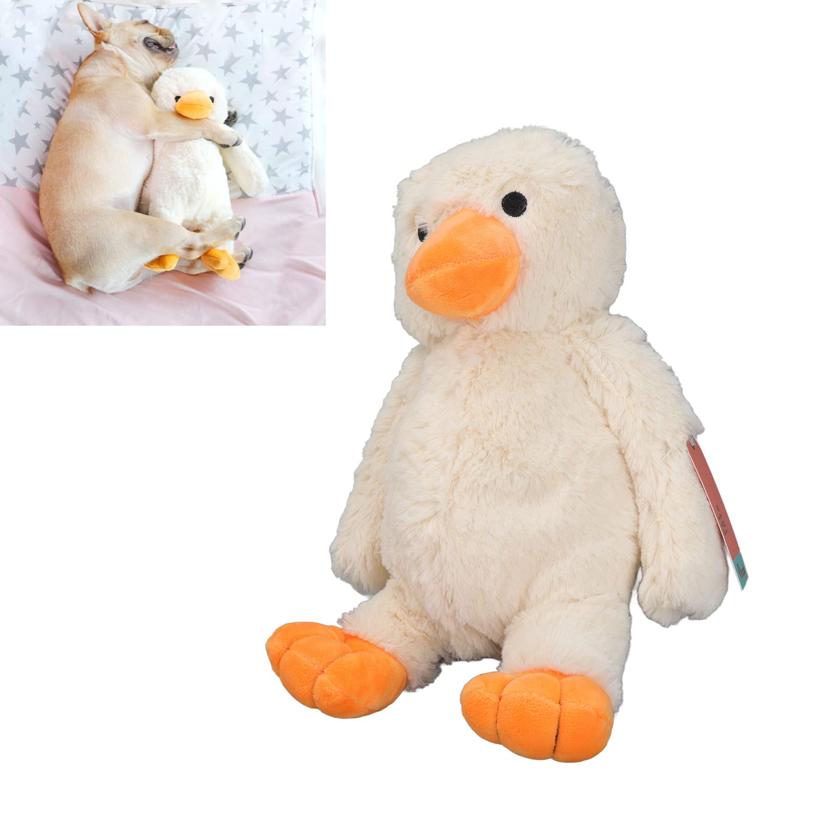 Zerodis Dog Plush Duckling Sounding Toy, Squeak Plush Duck Dog Toy Doggies Teething Puppy Chew Toy for Small Medium Dogs(L)