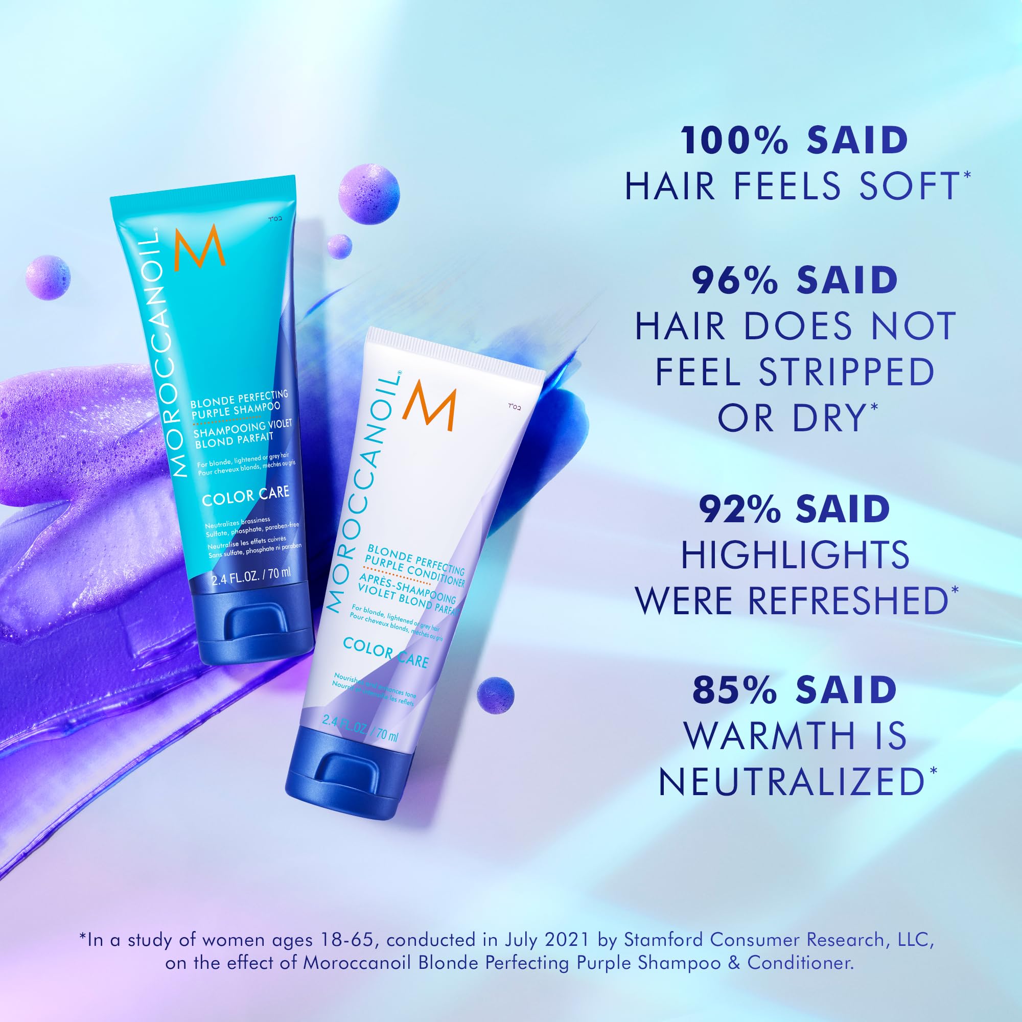 Moroccanoil Blonde Perfecting Purple Shampoo And Conditioner Bundle, 2.4 Fl. Oz. Set