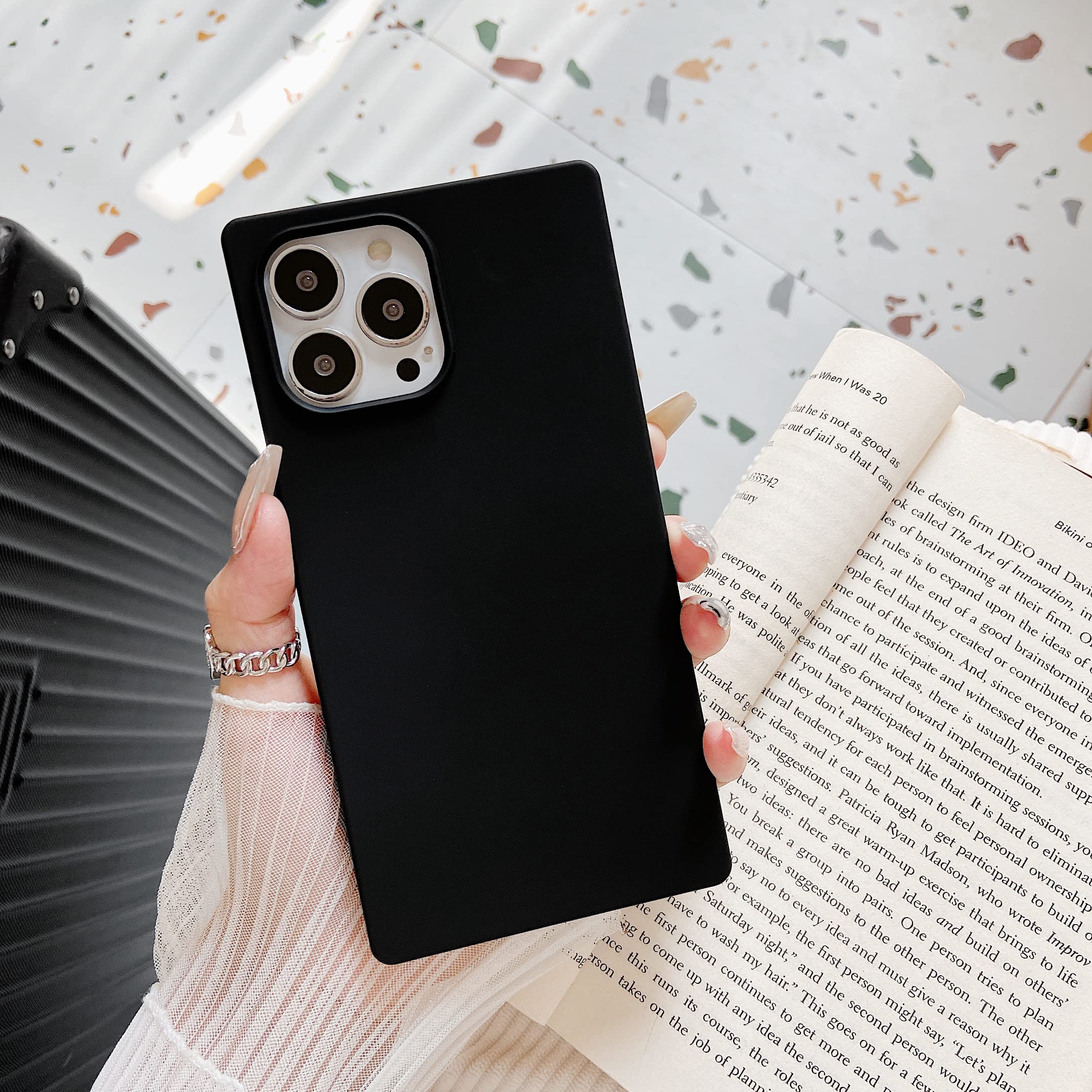 Jmltech for iPhone 14 Pro Max Case Silicone Protective Slim Thin Shockproof Flexible Women Girls Cute Phone Case for iPhone 14 Pro Max Black