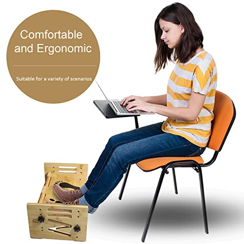 Under Desk Foot Rest,Ergonomic Office Foot Rest with 5 Adjustable Height Position, Bamboo Foot Stool Under Desk with Massage Roller & Non-Slip Bottom at Home, Office