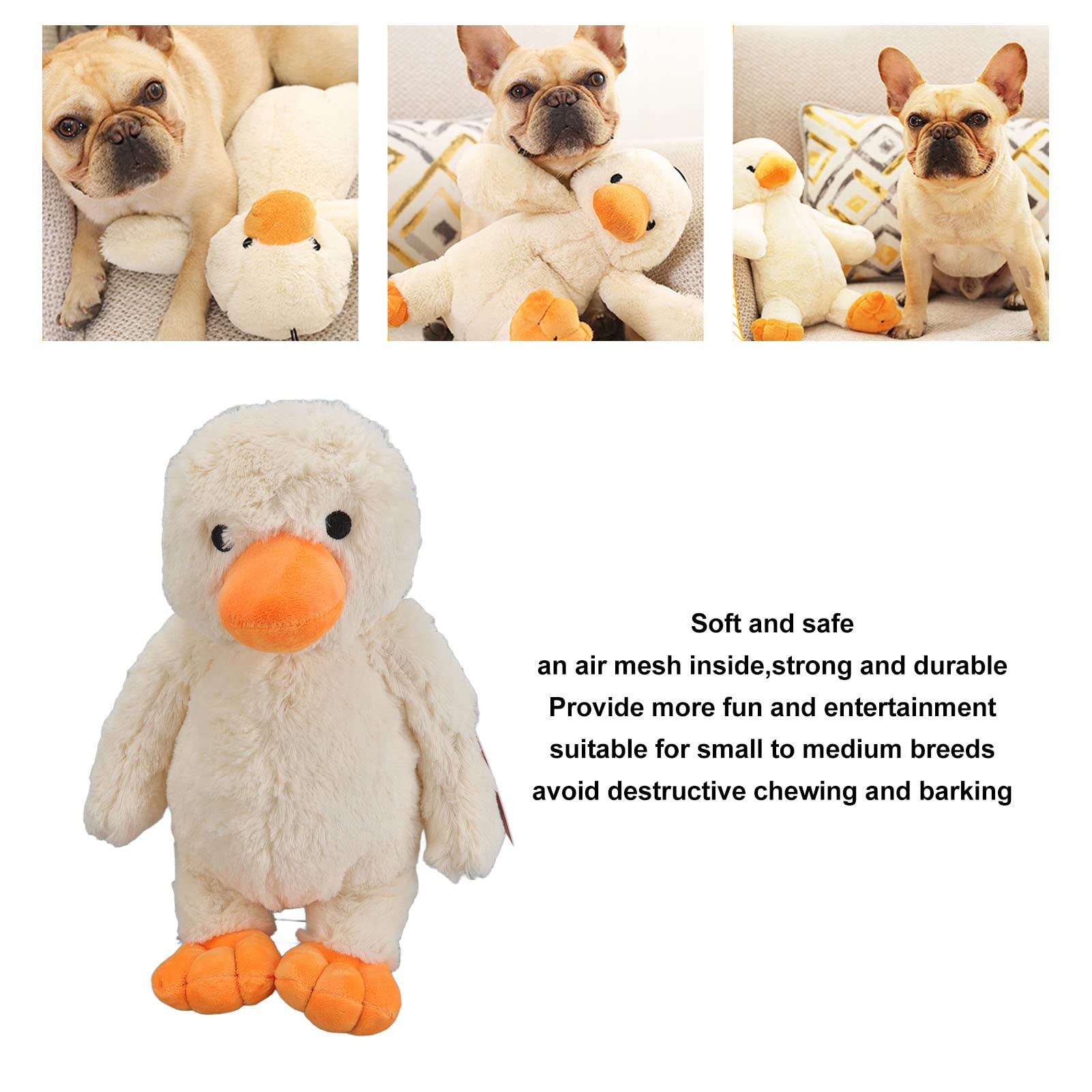 Zerodis Dog Plush Duckling Sounding Toy, Squeak Plush Duck Dog Toy Doggies Teething Puppy Chew Toy for Small Medium Dogs(L)