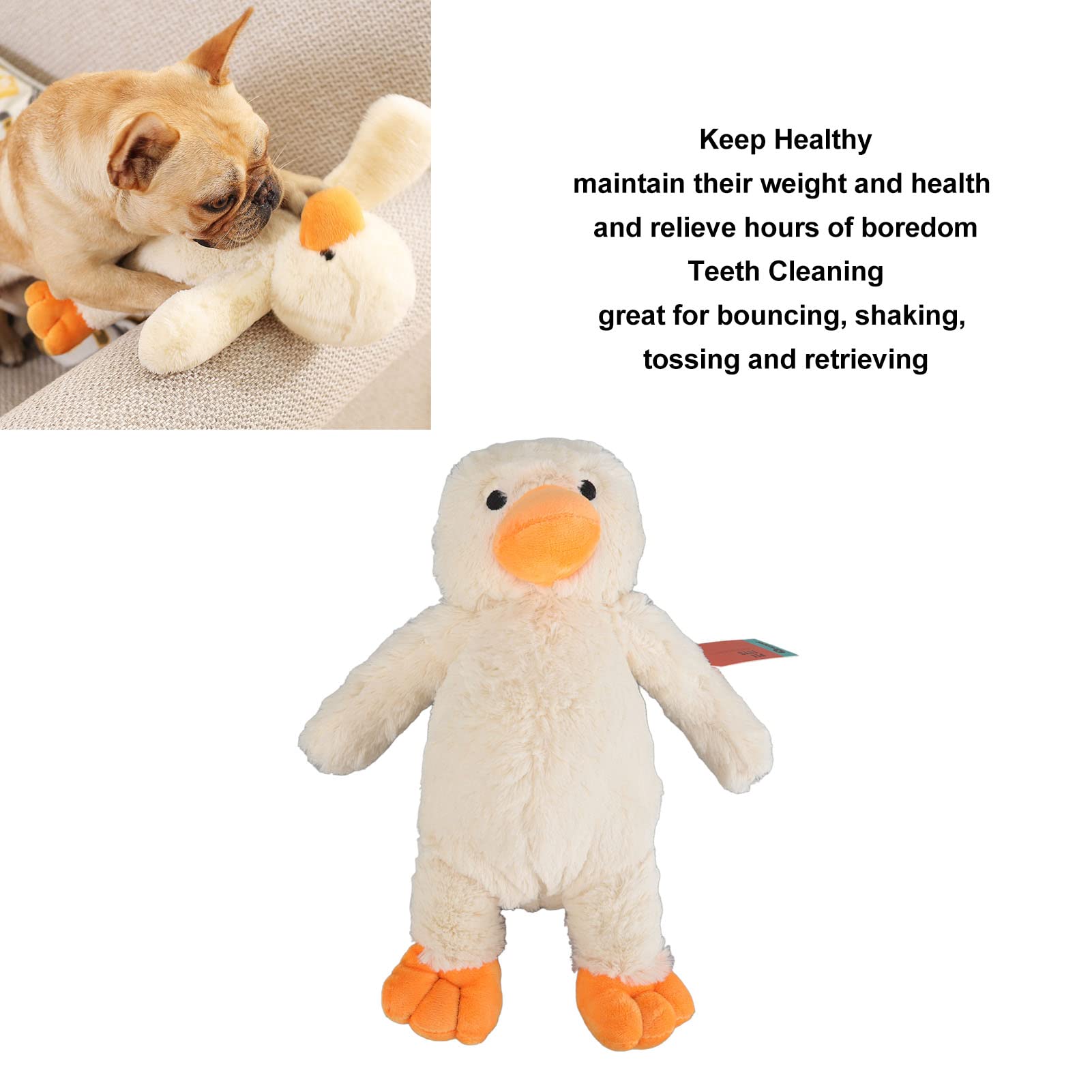 Zerodis Dog Plush Duckling Sounding Toy, Squeak Plush Duck Dog Toy Doggies Teething Puppy Chew Toy for Small Medium Dogs(L)