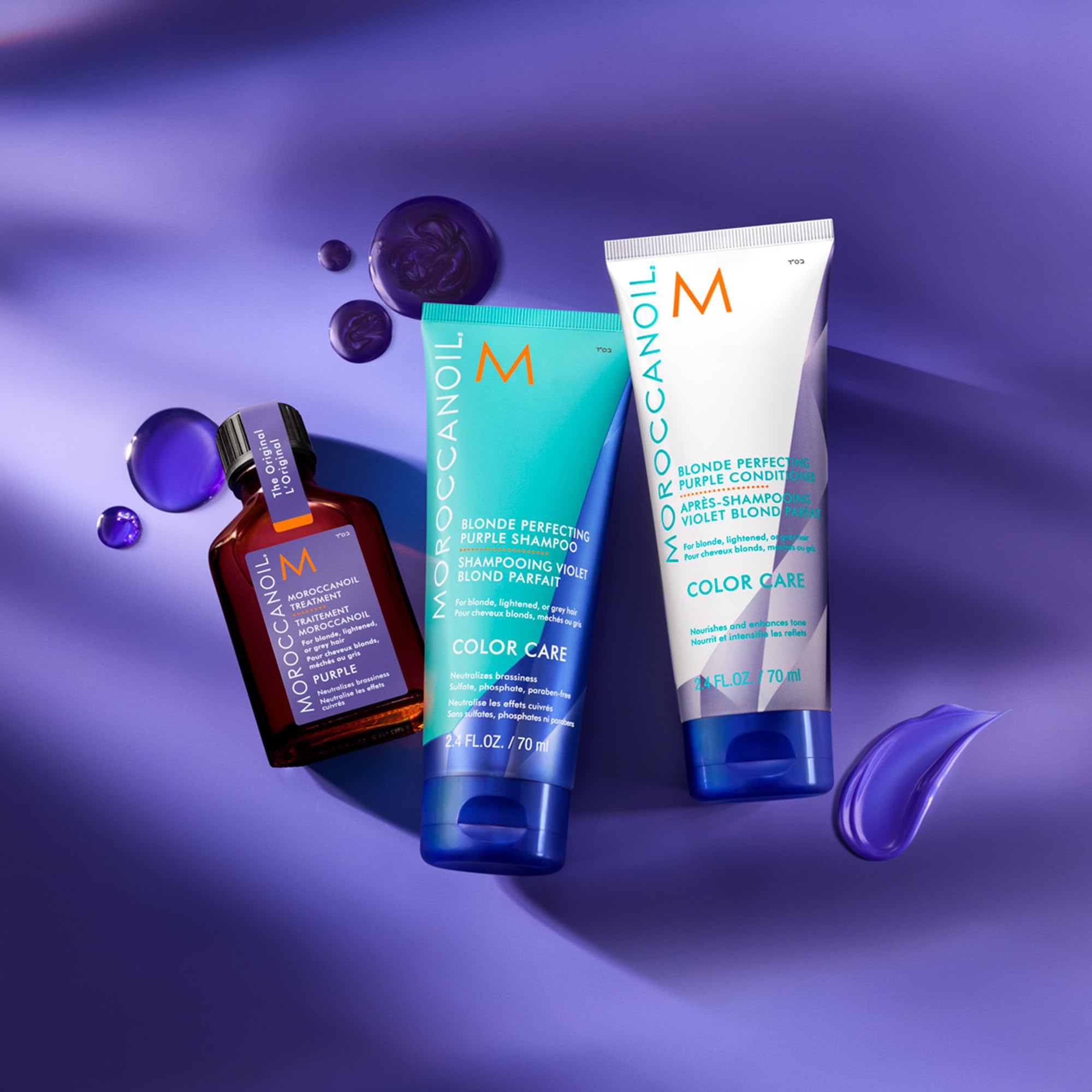 Moroccanoil Blonde Perfecting Purple Shampoo And Conditioner Bundle, 2.4 Fl. Oz. Set
