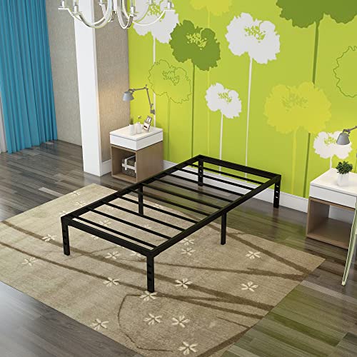 Tooyyer 18inch Metal Twin Size Bed Frame Heavy Duty Steel Slat Mattress 2500 lbs Support Easy to Assembly No Box Spring Needed Non-Slip Support