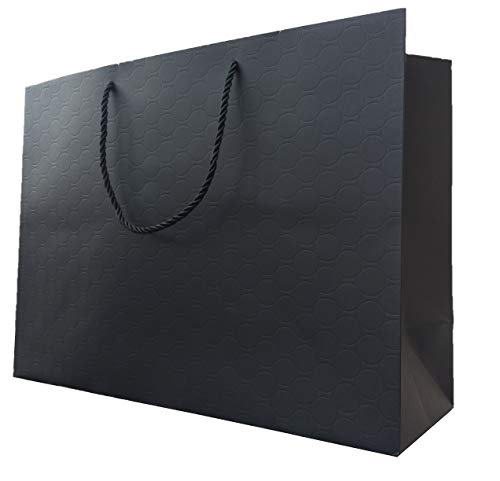 MODEENI 10 Large Gift Bags 16x12 inches Extra Large Black Gift Bags Luxury XL 16x6x12 Black Wedding Bag Matte Extra Large Gift Bag with handles 16x12 Big Size XL Black Paper Shopping Bags Modern Fancy Elegant For Presents Gifts Business