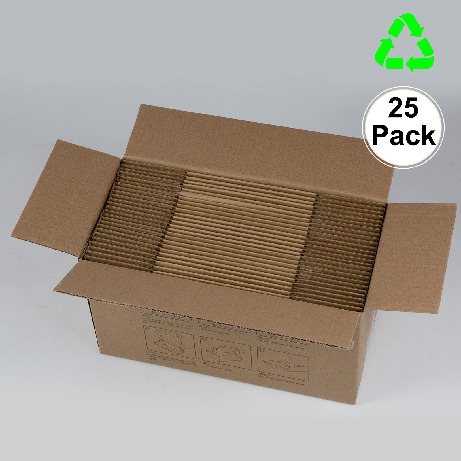 Sodissa 6x4x3 Inches Shipping Boxes Pack of 25, Brown Corrugated Cardboard Boxes for Small Bussiness