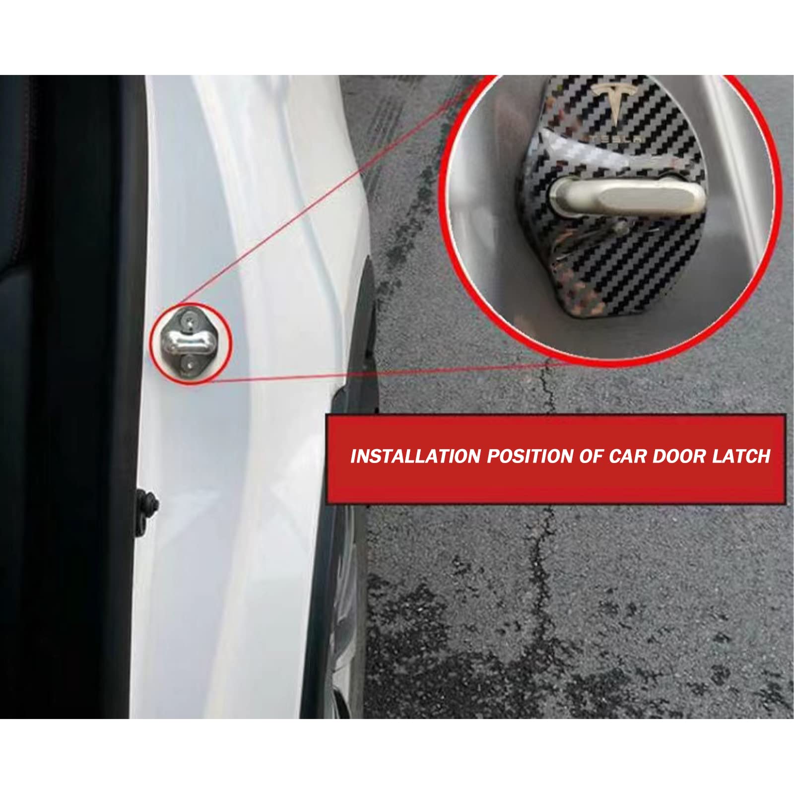 PJOKI Fit Tesla Model 3 Model Y Car Door Lock Cover Stainless Steel Car Door Lock Cover Door Guard Lock for Tesla Accessories(Silver)
