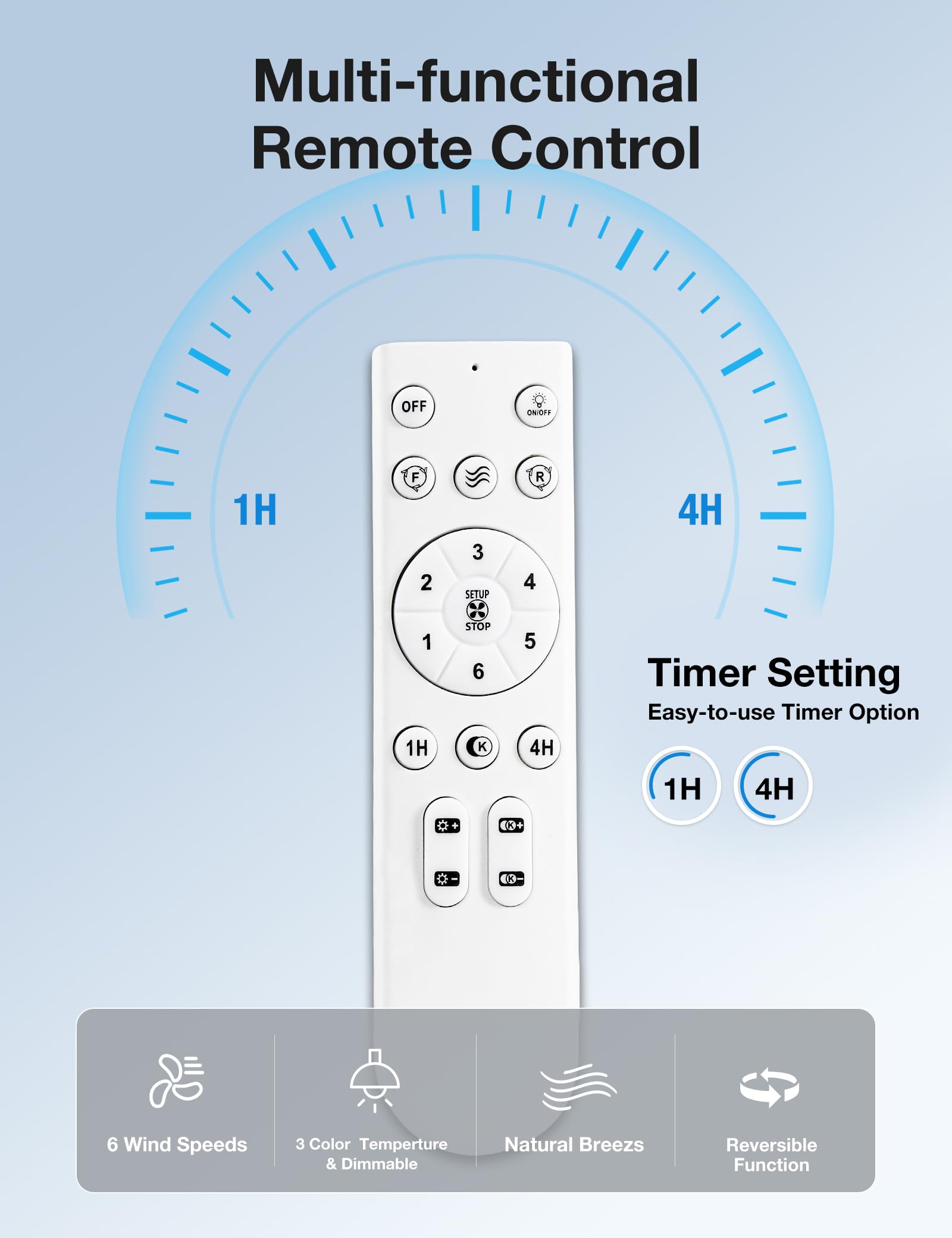 warmiplanet Flush Mount Ceiling Fans with Lights and Remote Control, 52-Inch,3 CCT Dimmable Light, Reversible Noiseless 6 Speeds DC Motor, Timer, Nickel Brushed, 4-Blades