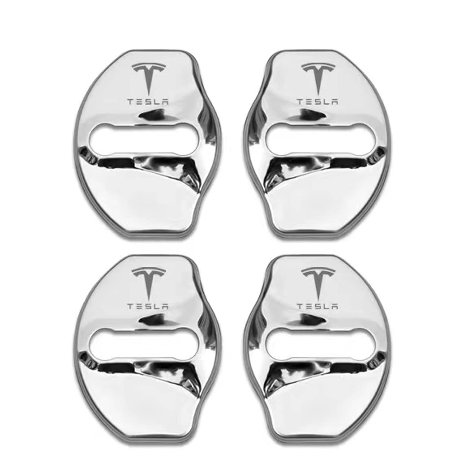 PJOKI Fit Tesla Model 3 Model Y Car Door Lock Cover Stainless Steel Car Door Lock Cover Door Guard Lock for Tesla Accessories(Silver)