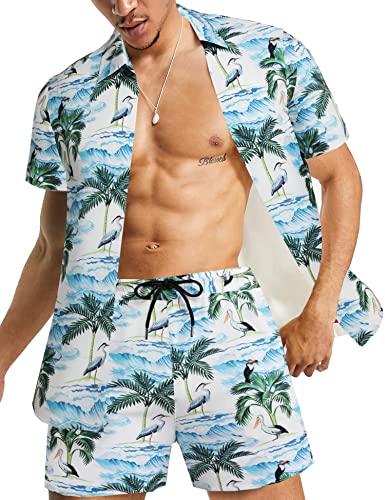 Mens Tracksuit Ropa De Hombre T Shirt Two Piece Outfit Male Clothes Beach Shirt Men Outfits 2 Piece Fashion Summer Silk Button up Shirts for Mens Floral Shirt Ropa De Playa para Hombre